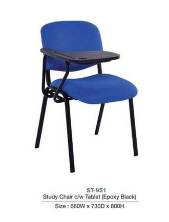 Study Classroom Chair with 4 Legged Epoxy Black Metal Base and Writing ...