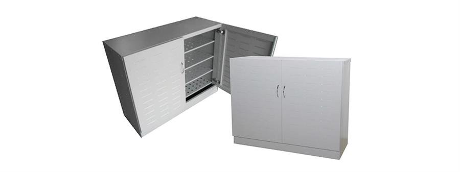 Steel Shoe Rack Cabinet (Grey) with 4 Fixed Shelves [S168] Office ...