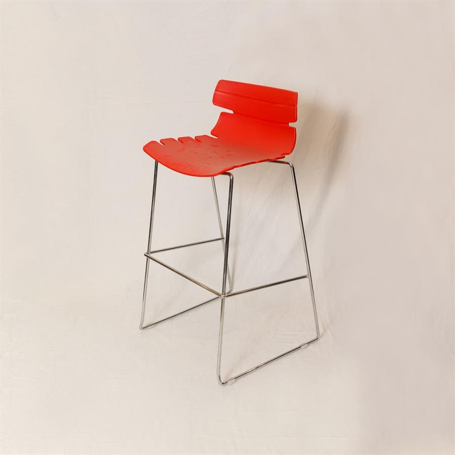 Low Back Red Bar Stool | Building Materials Online