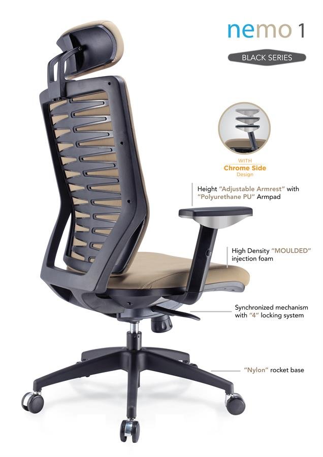 Office Chair Nemo High Back (Brown) | Building Materials Online