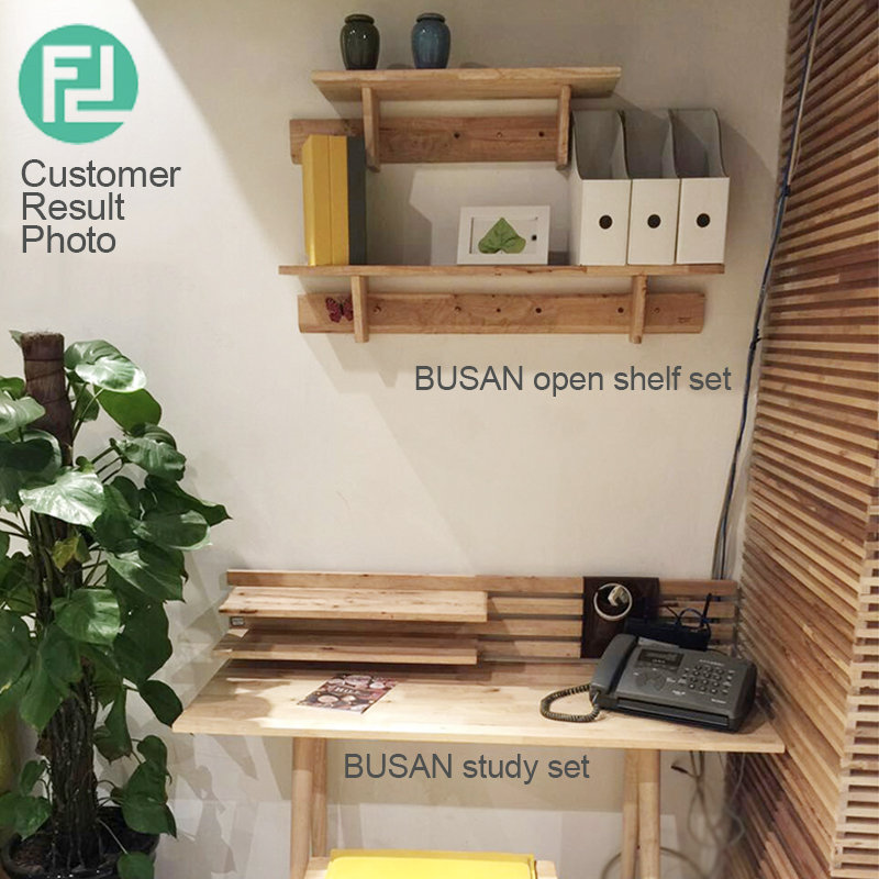 BUSAN full solid wood study desk with stool-natural | Building ...