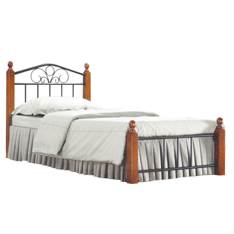 CORRAL single size metal bed with wooden post | Building Materials Online