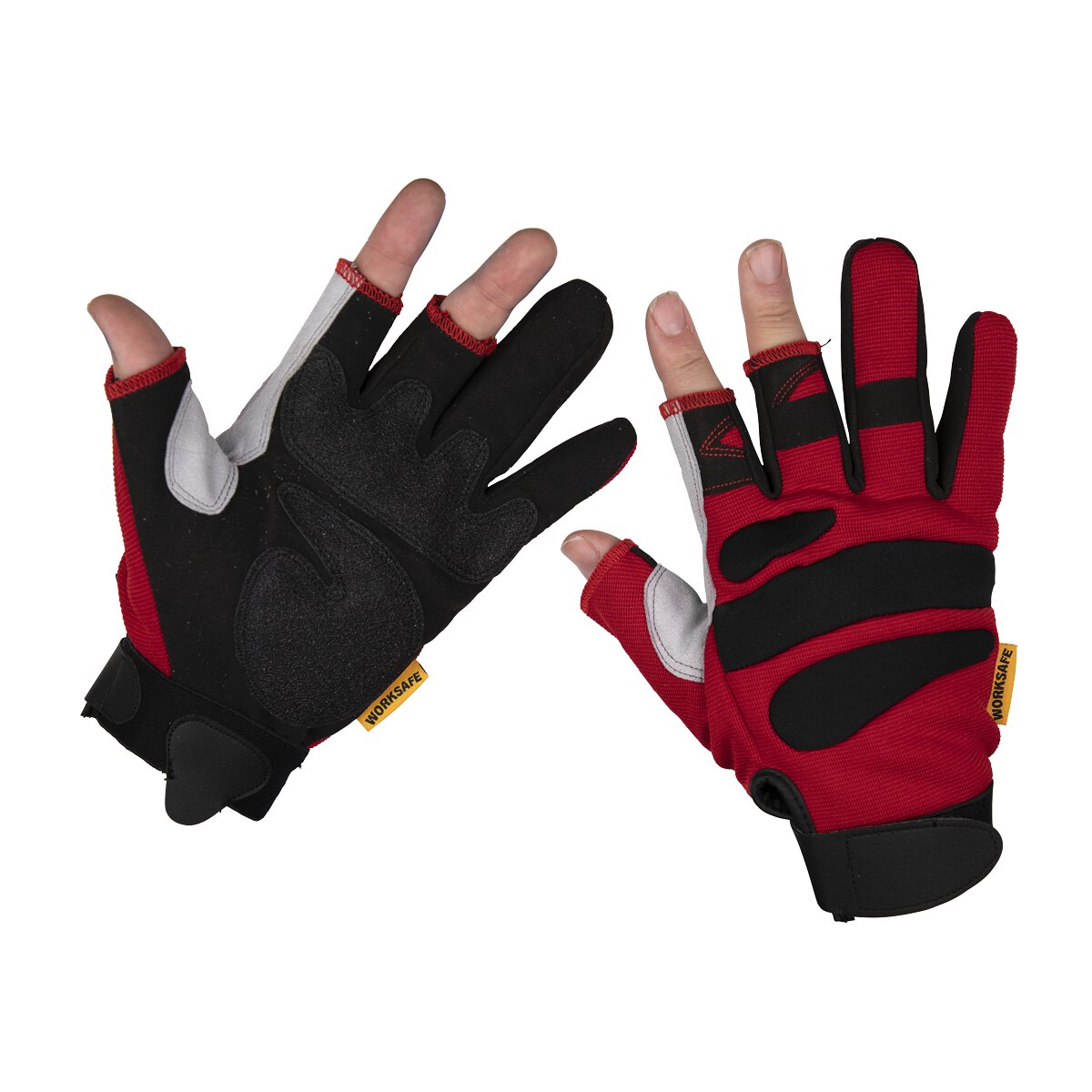 Red Fingerless Multi-Task Gloves Large - Pair | Building Materials Online