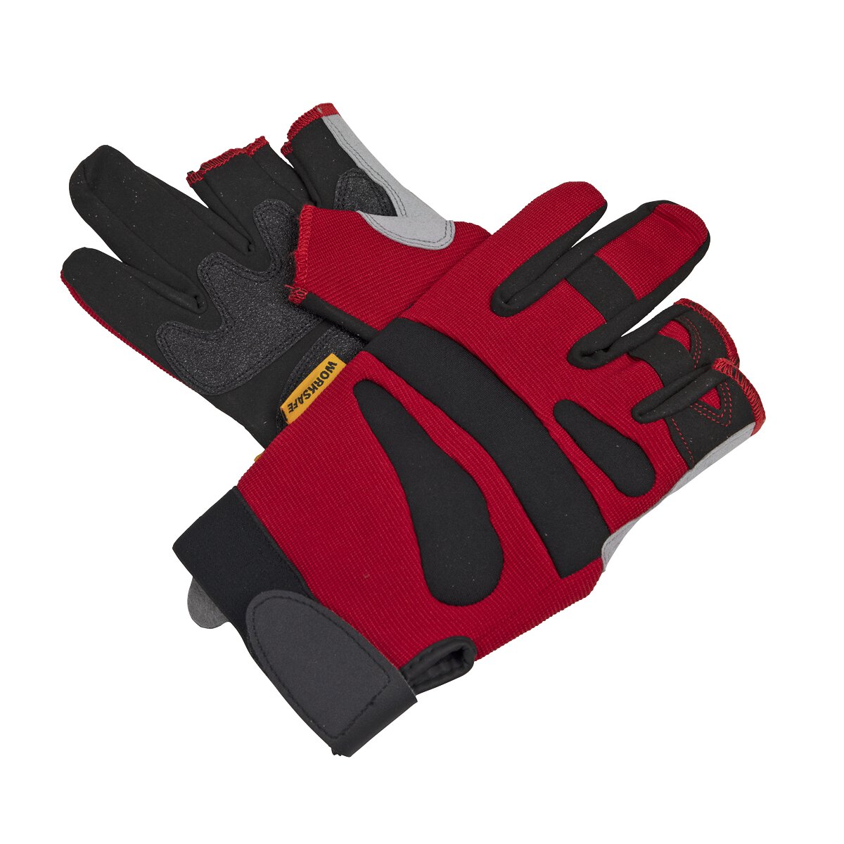 Red Fingerless Multi-Task Gloves Large - Pair | Building Materials Online