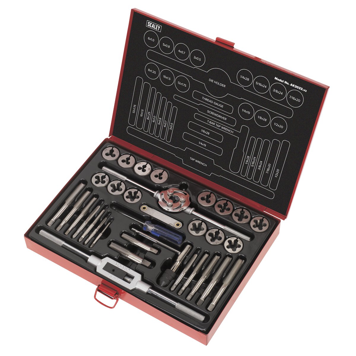 Tap & Die Set 33pc Split Dies Metric/UNF/BSP | Building Materials Online