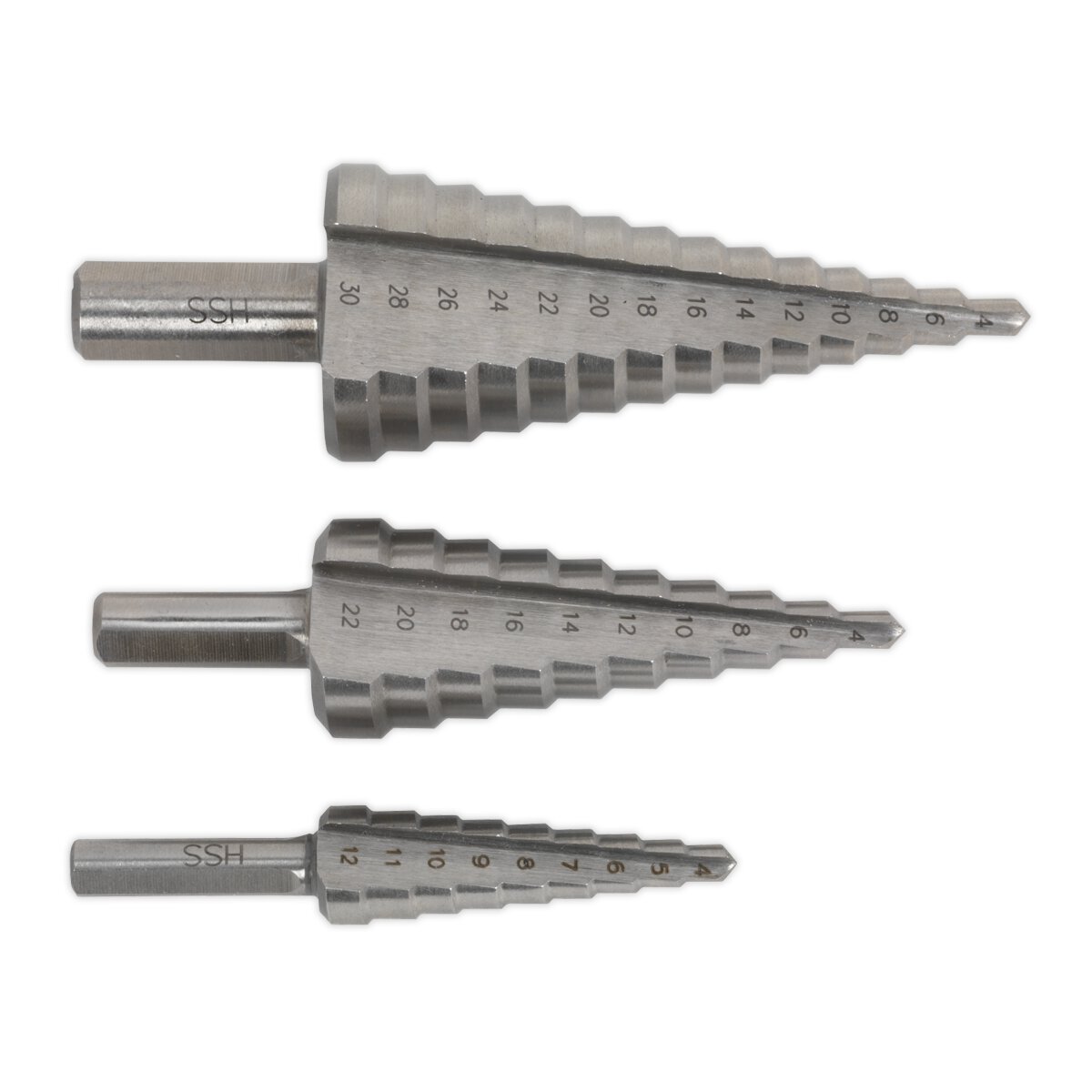 HSS 4341 Step Drill Bit Set 3pc Double Flute | Building Materials Online