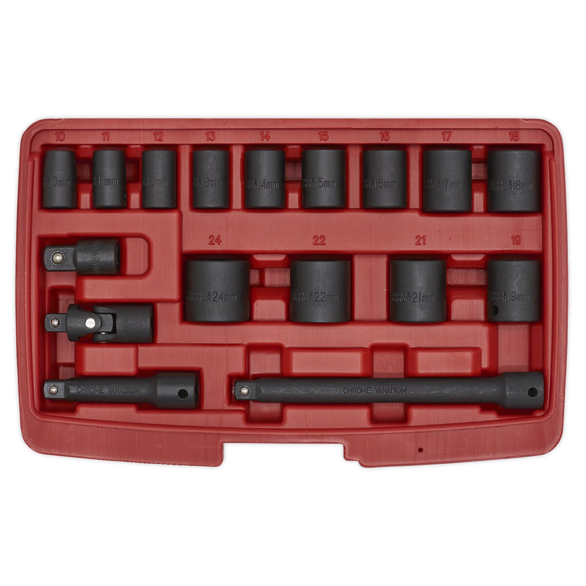 Impact Socket Set 17pc 3/8"Sq Drive Metric | Building Materials Online