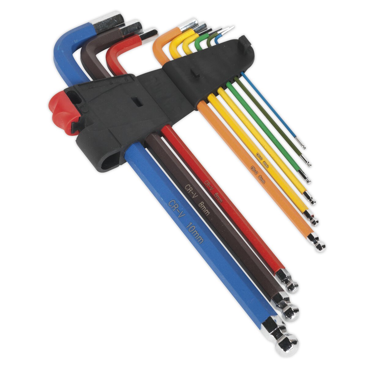 Ball-End Hex Key Set 9pc Colour-Coded Extra Long Metric | Building Materials Online