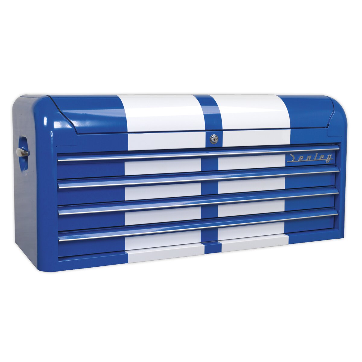 Topchest 4 Drawer Wide Retro Style - Blue with White Stripes | Building ...