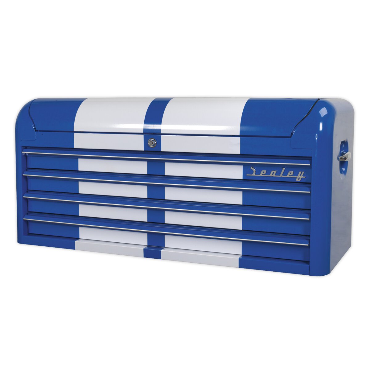 Topchest 4 Drawer Wide Retro Style - Blue with White Stripes | Building ...