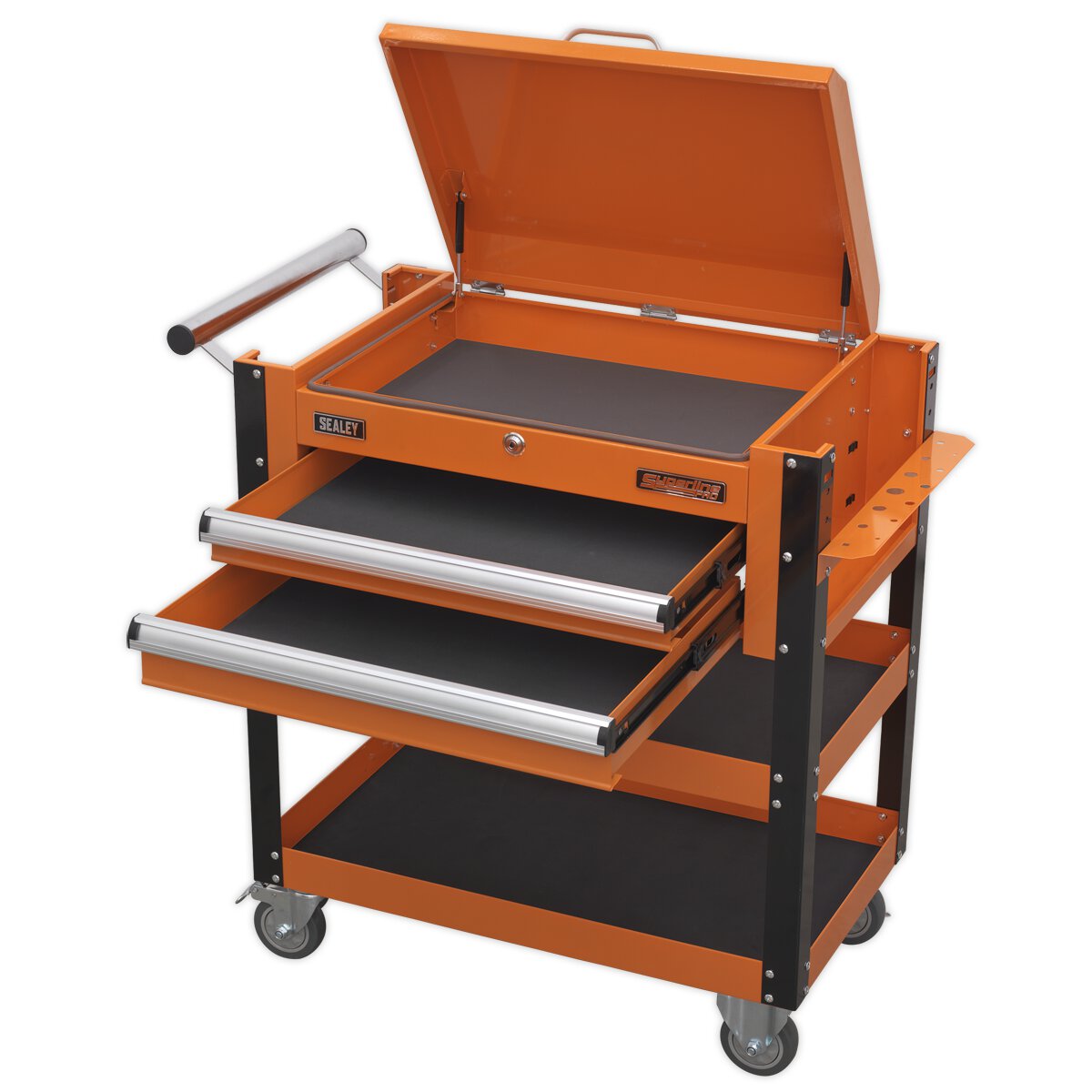 Heavy-Duty Mobile Tool & Parts Trolley 2 Drawers & Lockable Top ...