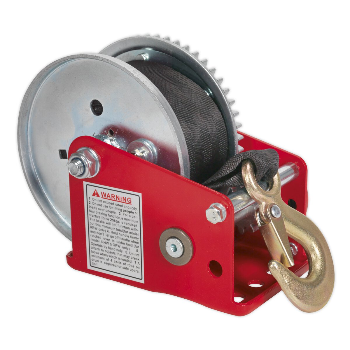Geared Hand Winch with Brake & Webbing 540kg Capacity | Building ...