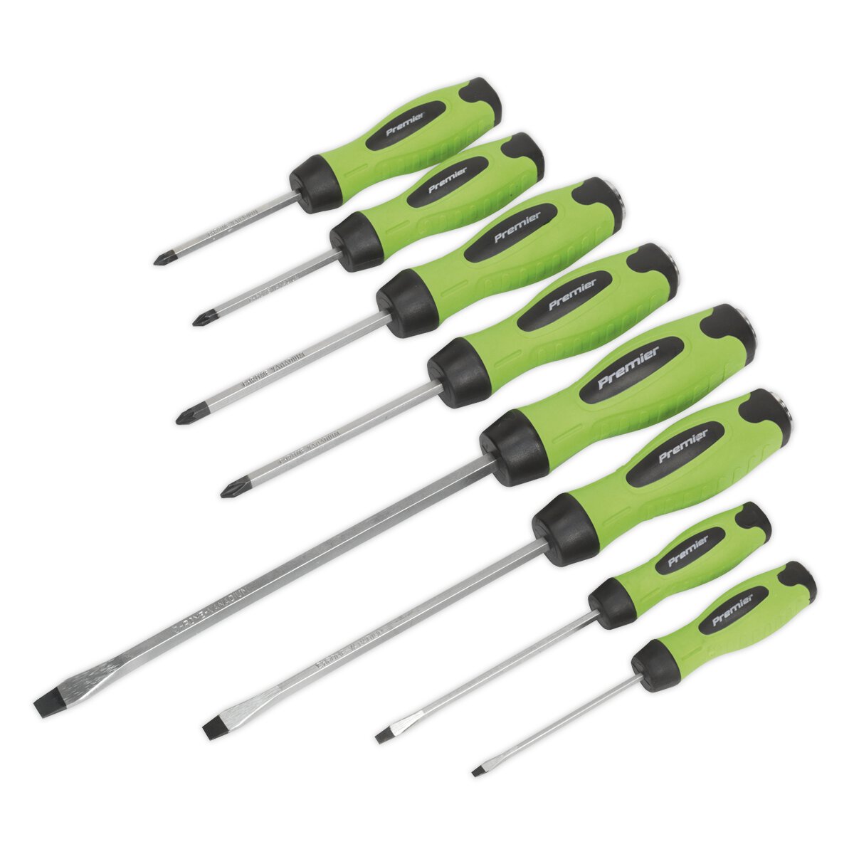 Screwdriver Set 8pc Hammer-Thru Hi-Vis Green | Building Materials Online