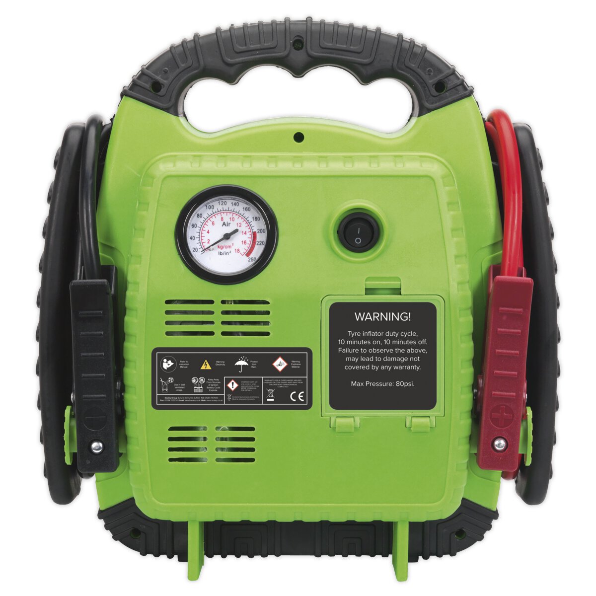 RoadStart® Emergency Jump Starter with Air Compressor 12V 900 Peak Amps ...