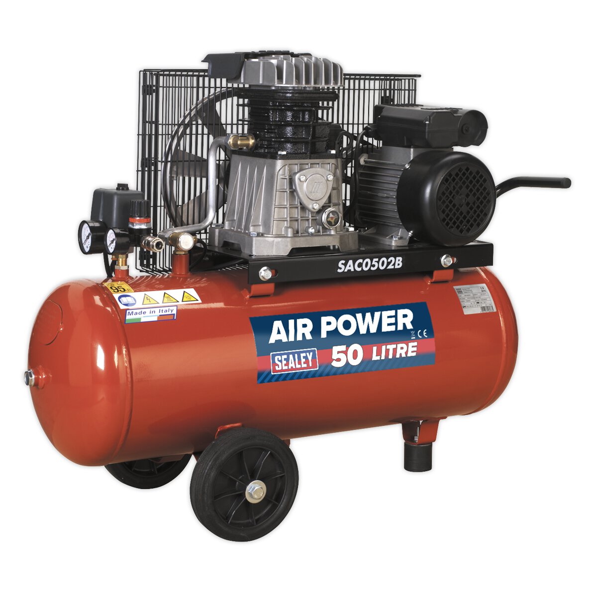 Compressor 50L Belt Drive 2hp with Cast Cylinders & Wheels | Building ...