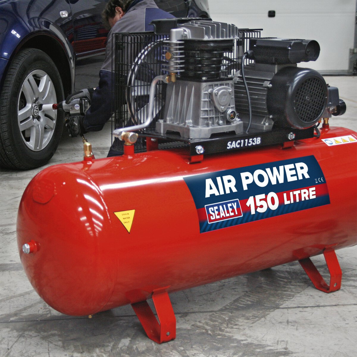 Compressor 150L Belt Drive 3hp with Cast Cylinders | Building Materials ...