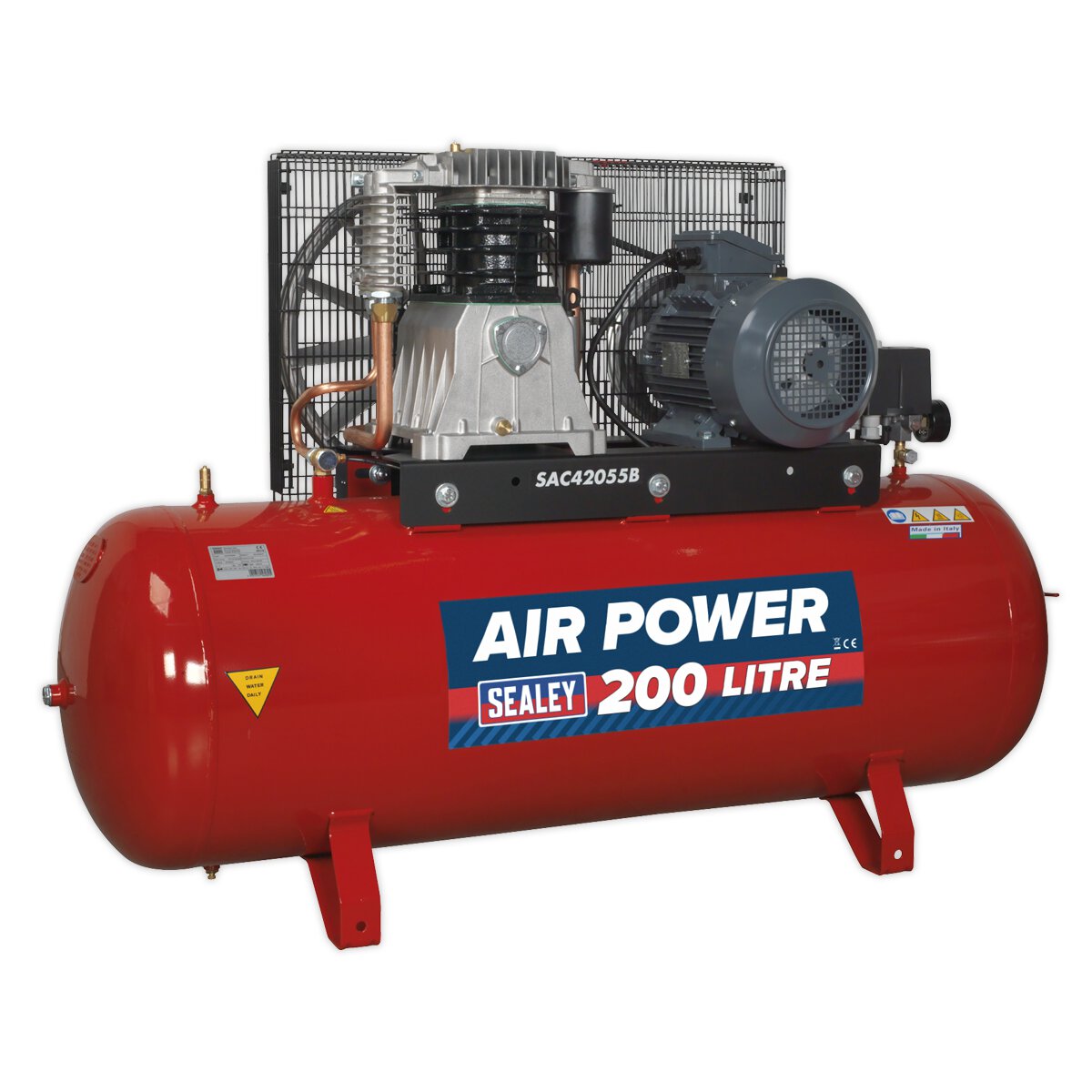 Compressor 200L Belt Drive 5.5hp 3ph 2-Stage with Cast Cylinders ...