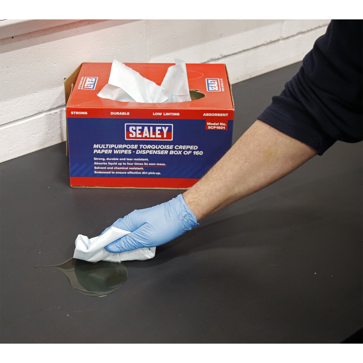 Multipurpose Paper Wipes in Dispenser Box - Creped Turquoise 69gsm 160 ...