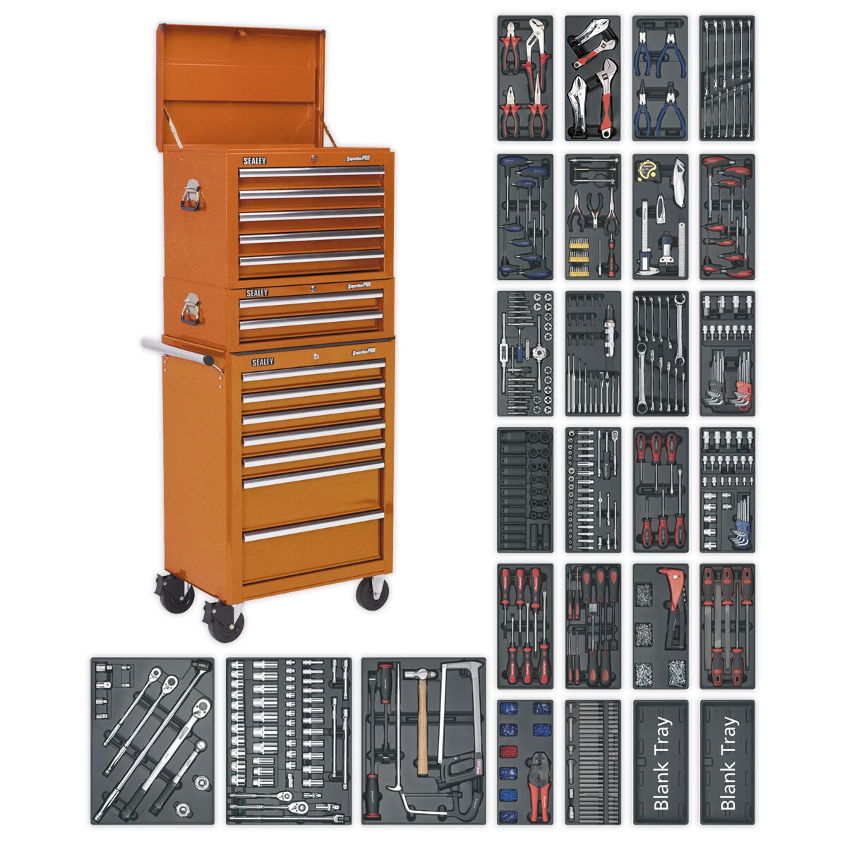 Tool Chest Combination 14 Drawer with Ball Bearing Slides - Orange ...