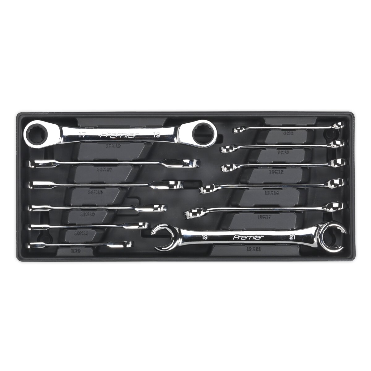 Tool Tray with Flare Nut & Ratchet Ring Spanner Set 12pc | Building ...