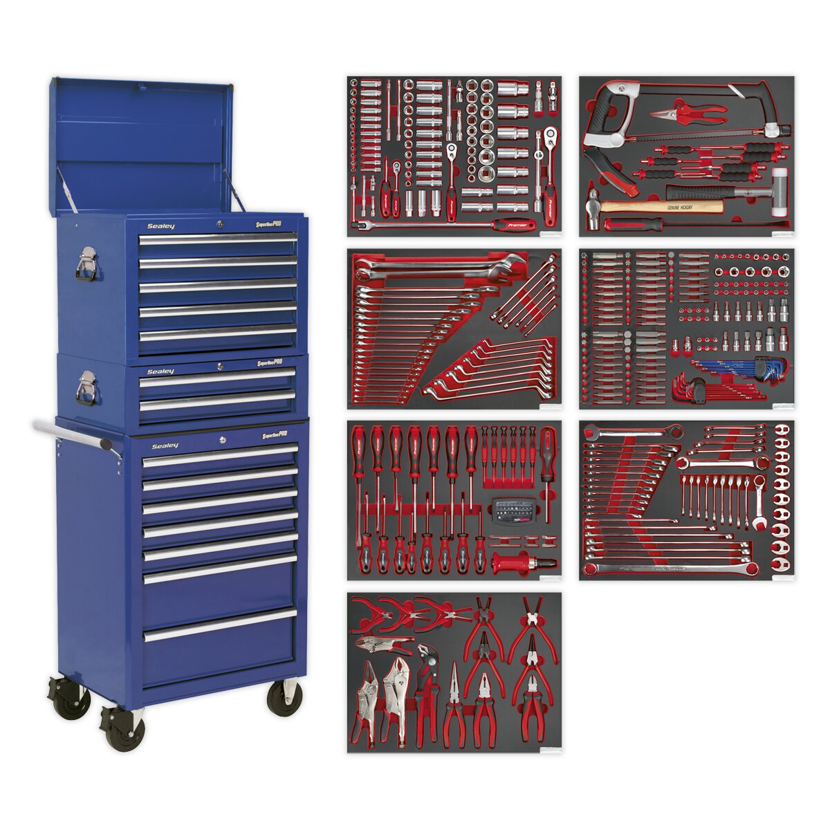 Tool Chest Combination 14 Drawer with Ball Bearing Slides - Blue ...