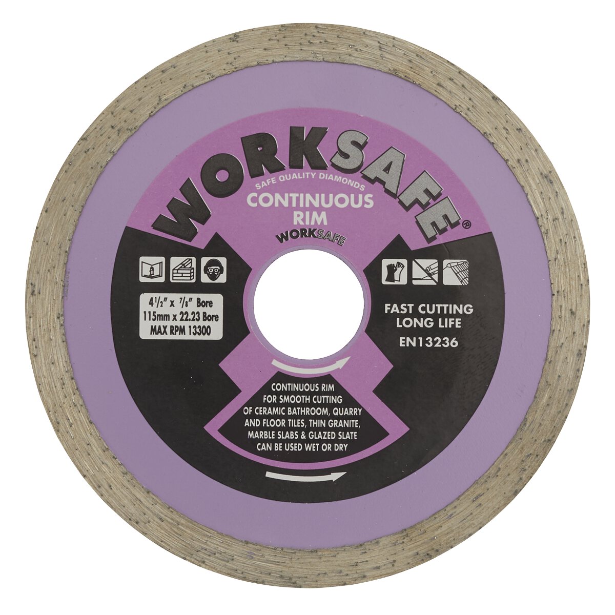 Continuous Rim Diamond Blade Ø115 x 22mm | Building Materials Online