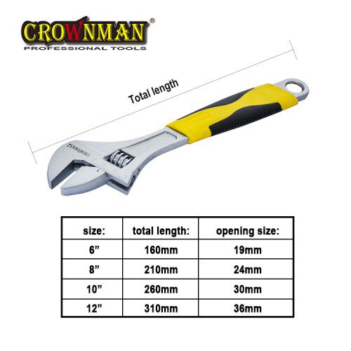 Crownman 8" Adjustable Wrench with Double Color Handle | Building ...