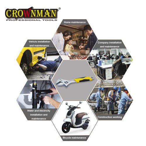 Crownman 8" Adjustable Wrench with Double Color Handle | Building ...