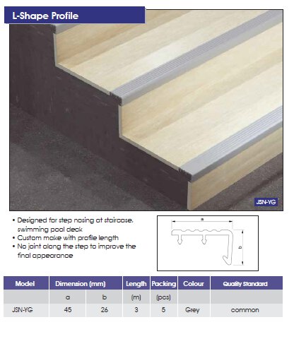 Step Nosing L-Shape Profile - JSN-YG (Young Grey) | Building Materials ...