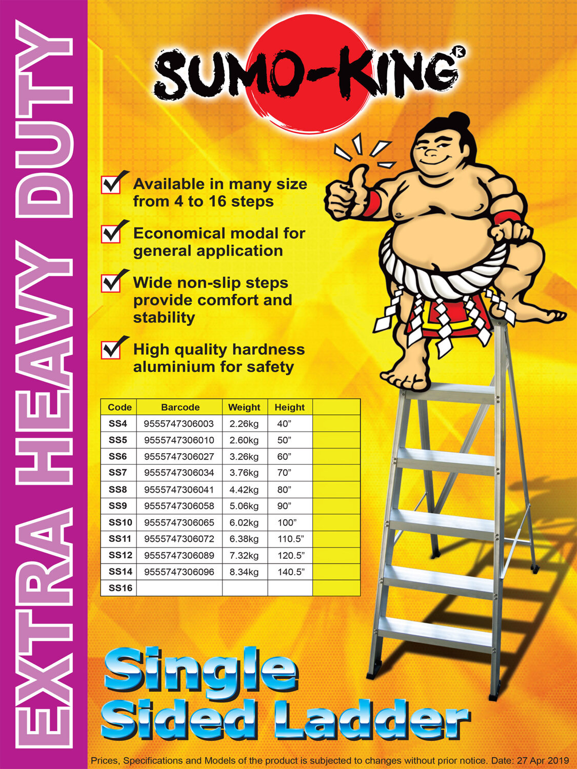 SUMO Single Sided Aluminum Ladder | Building Materials Online