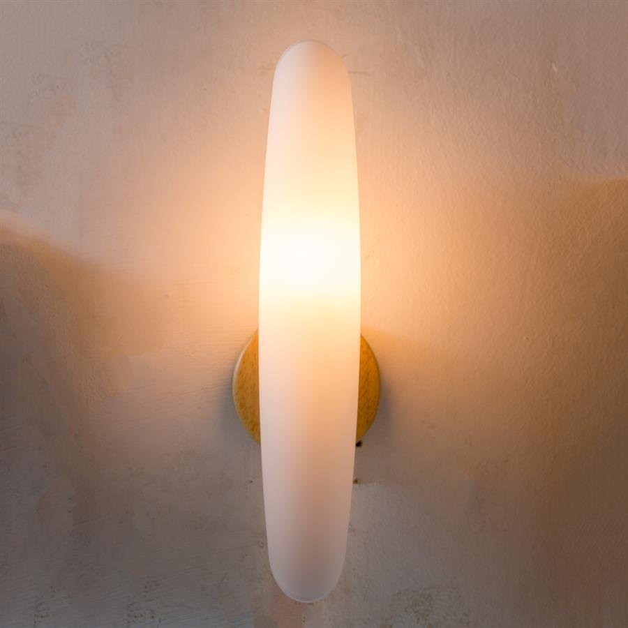 Wall Lamp with Glass Tube Shade and Wood Base (Beige, White) | Building ...